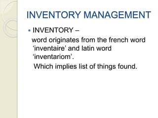 Stores and inventory control | PPTX