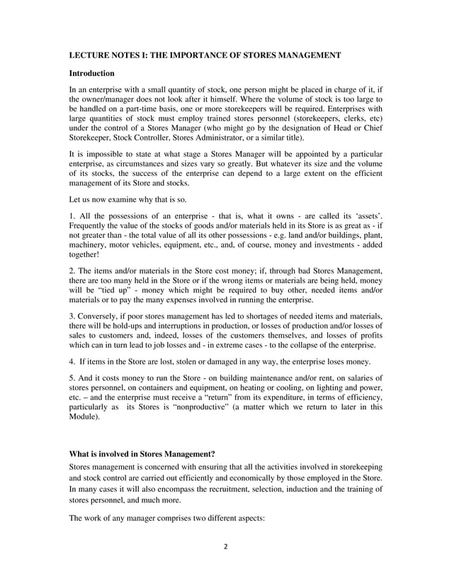 Stores management and stock control | PDF | Logistics | Business