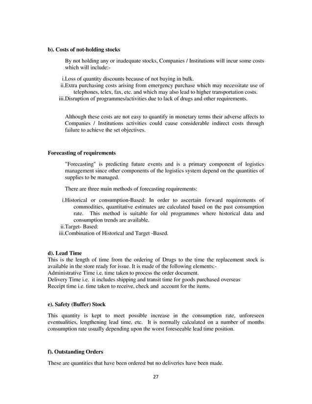 Stores management and stock control