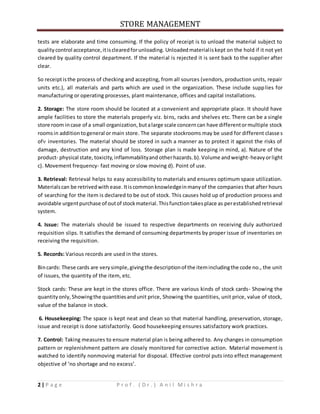 Stores management anil | DOCX