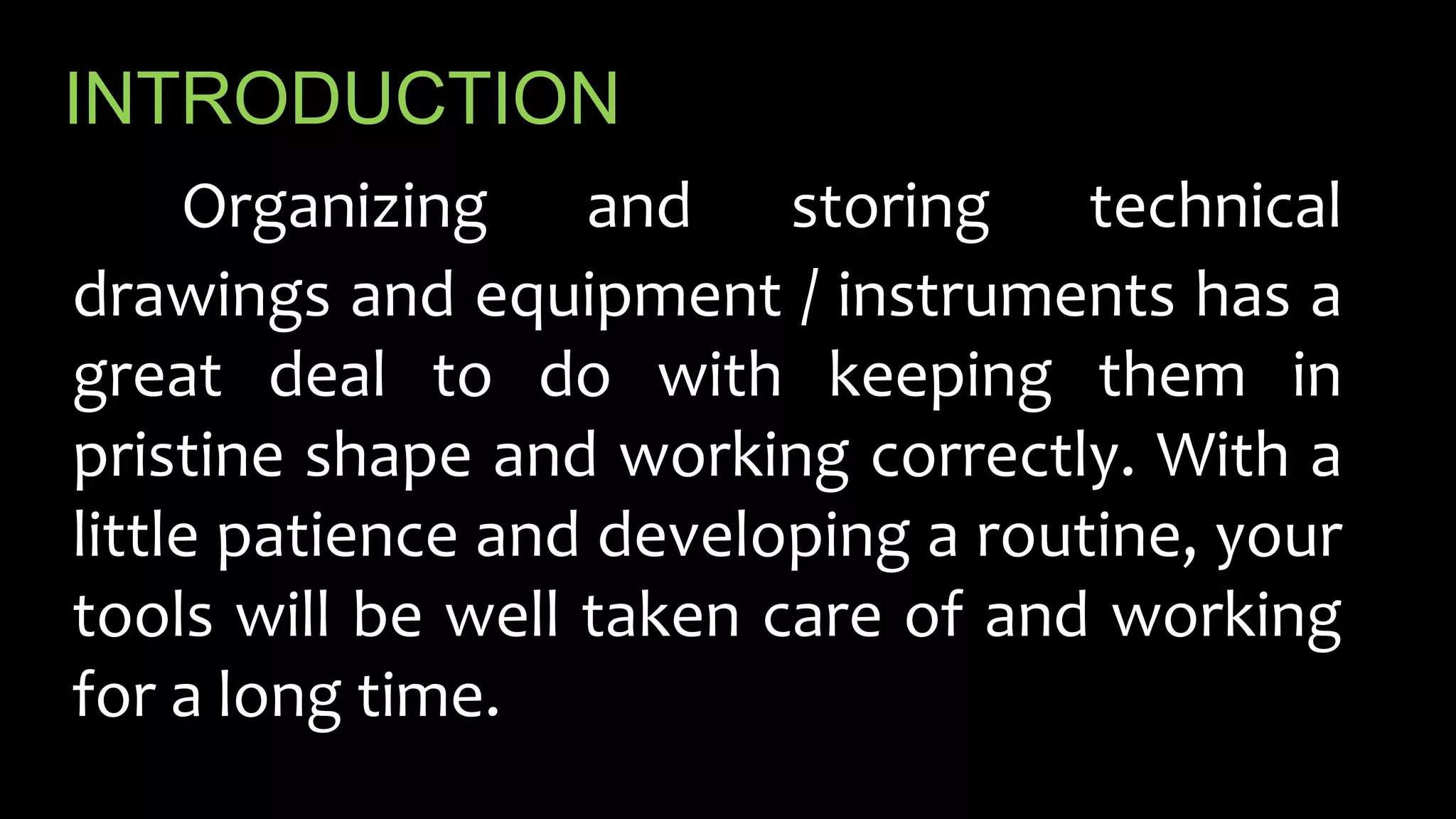 Store TEchnical Drawings and Equipment and Instruments.pptx