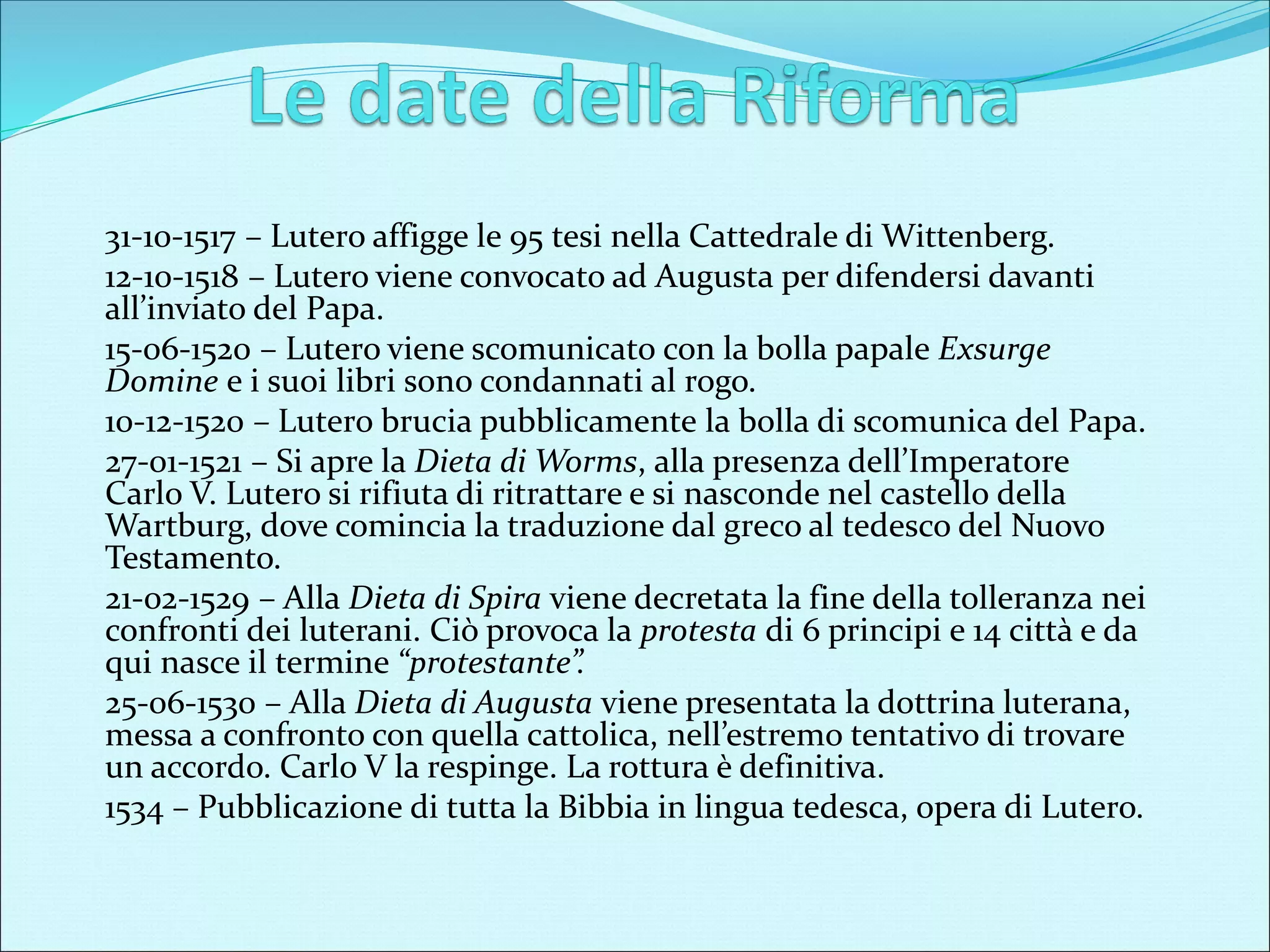Storia della riforma protestante | PPT