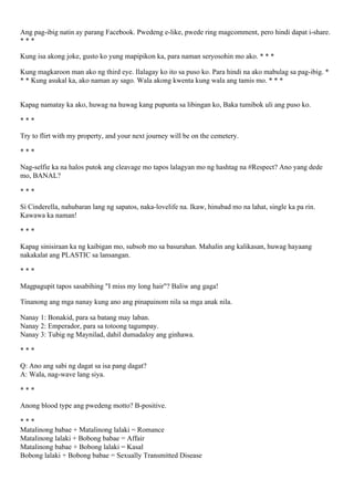 Stories.tips hugot lines-and-funny-hugot | PDF