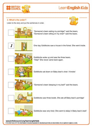 Goldilocks And The Three Bears Sequencing