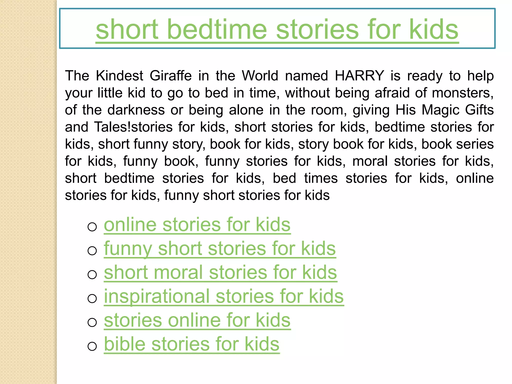 Stories for kids | PPTX