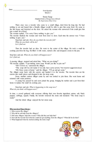 Grade Three K to 12 - Compilation of English Stories (First Quarter) | DOCX