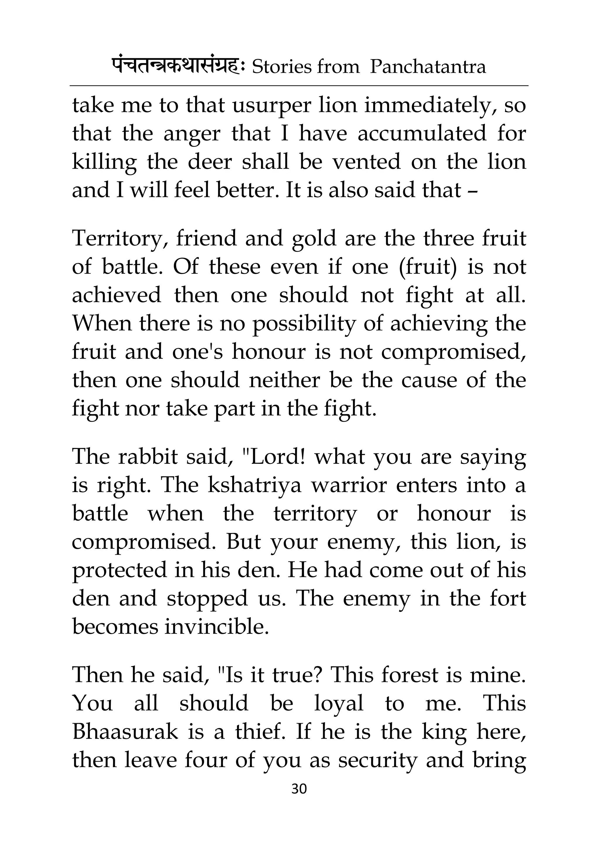 Stories from panchatantra (sanskrit text & english | PDF