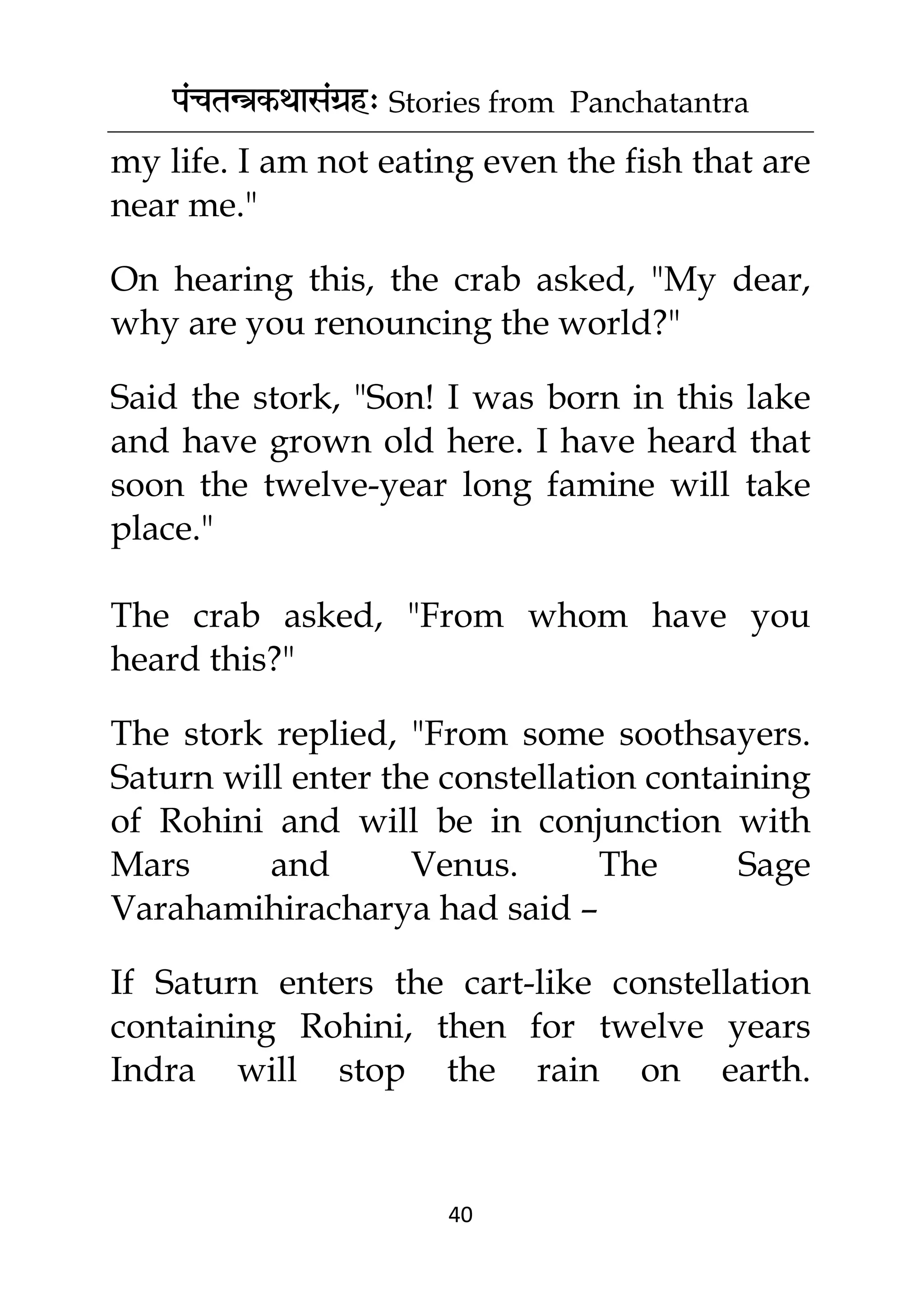 Stories from panchatantra (sanskrit text & english | PDF