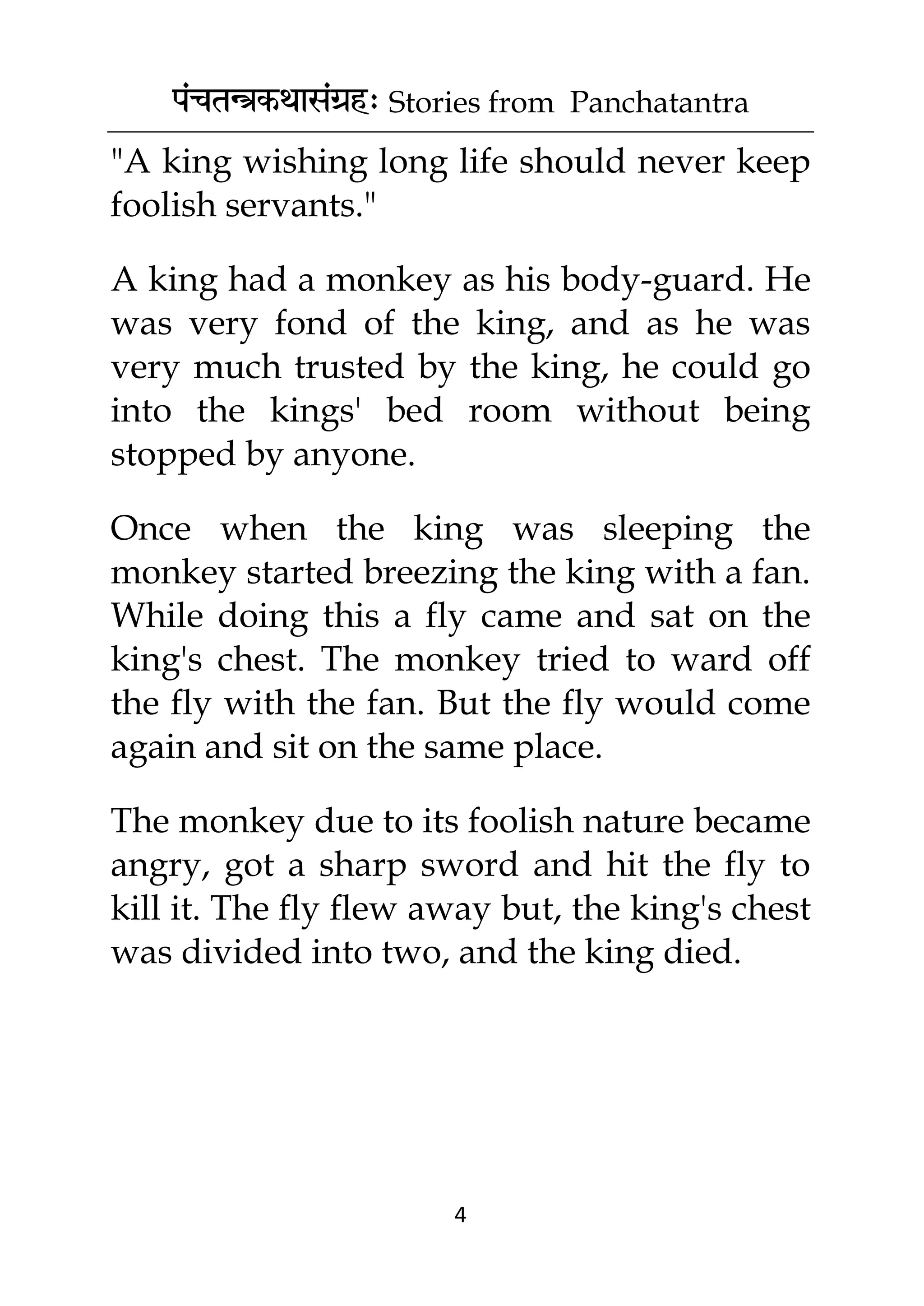 Stories from panchatantra (sanskrit text & english | PDF