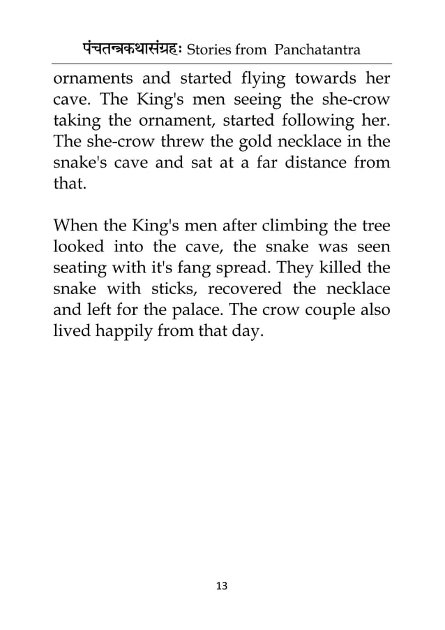 Stories from panchatantra (sanskrit text & english | PDF