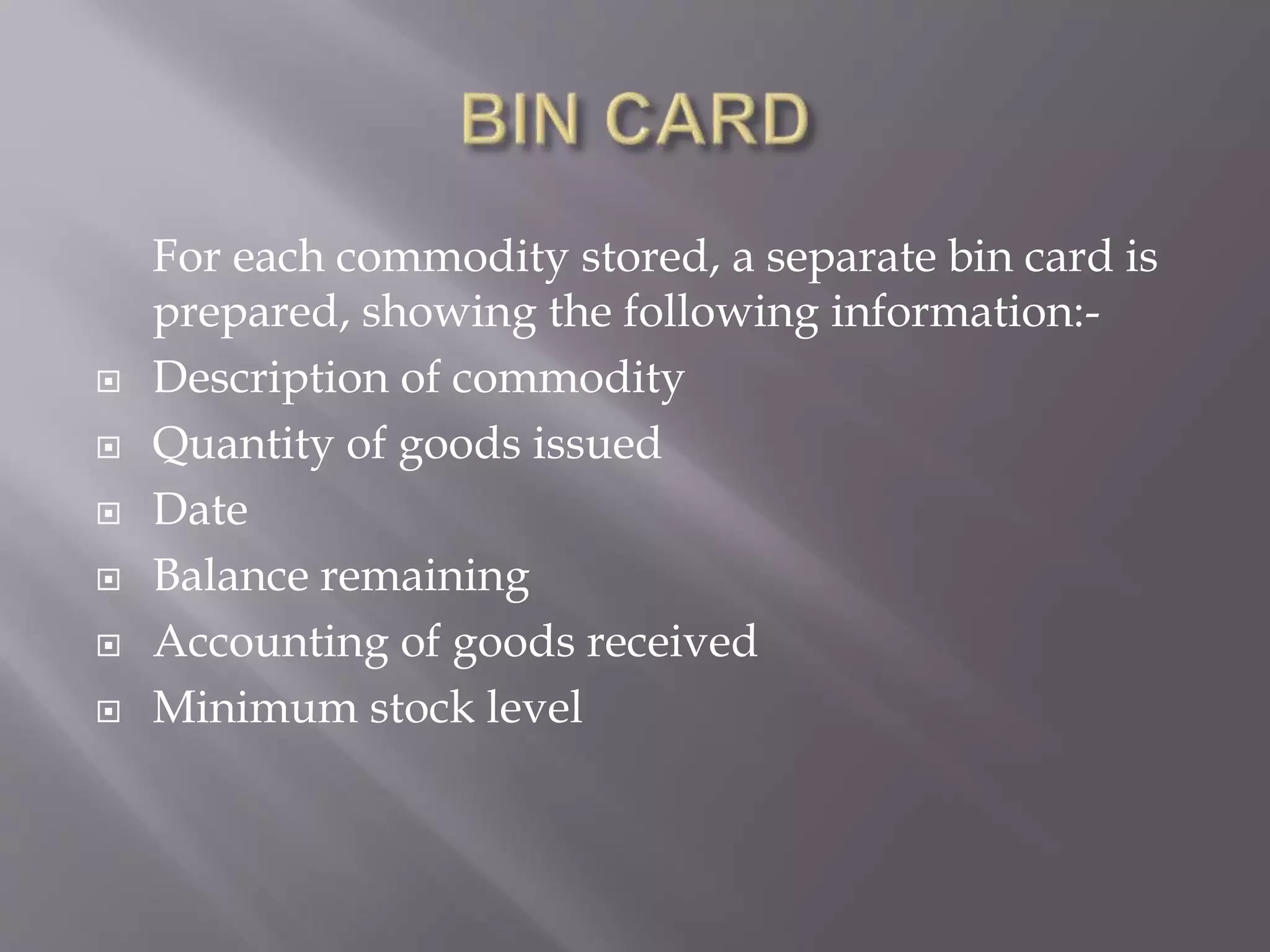 Storing and issuing control | PPTX