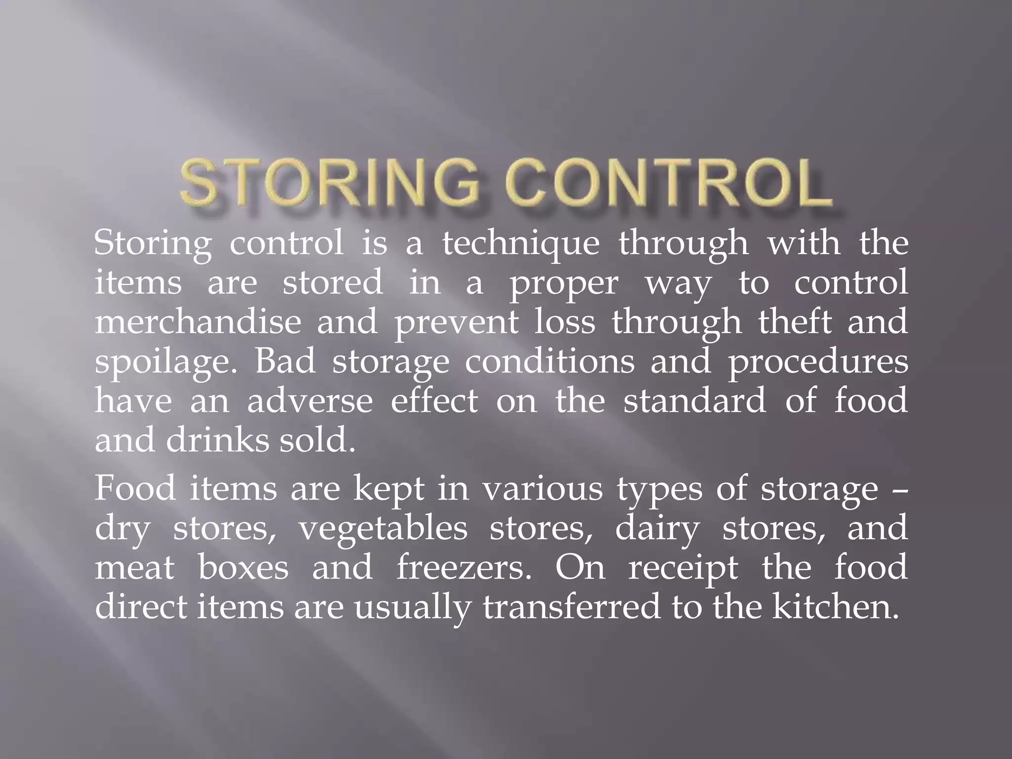 Storing and issuing control | PPTX