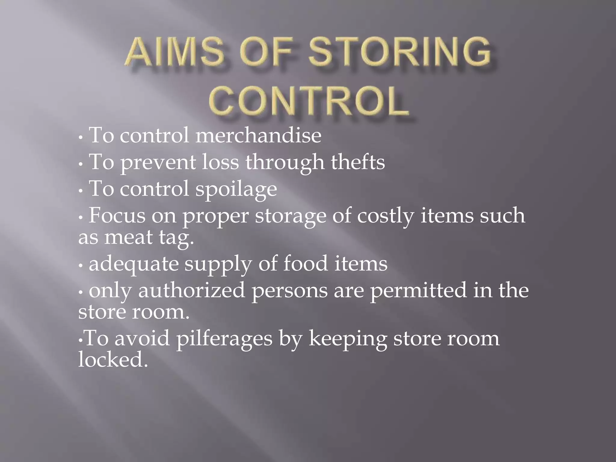 Storing and issuing control | PPTX
