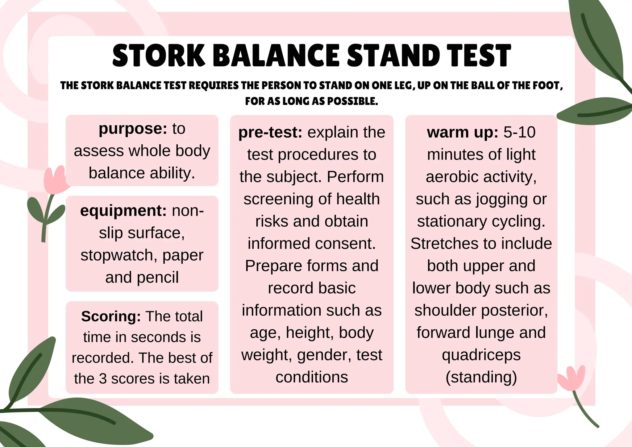 Stork Balance Stand Test | PDF
