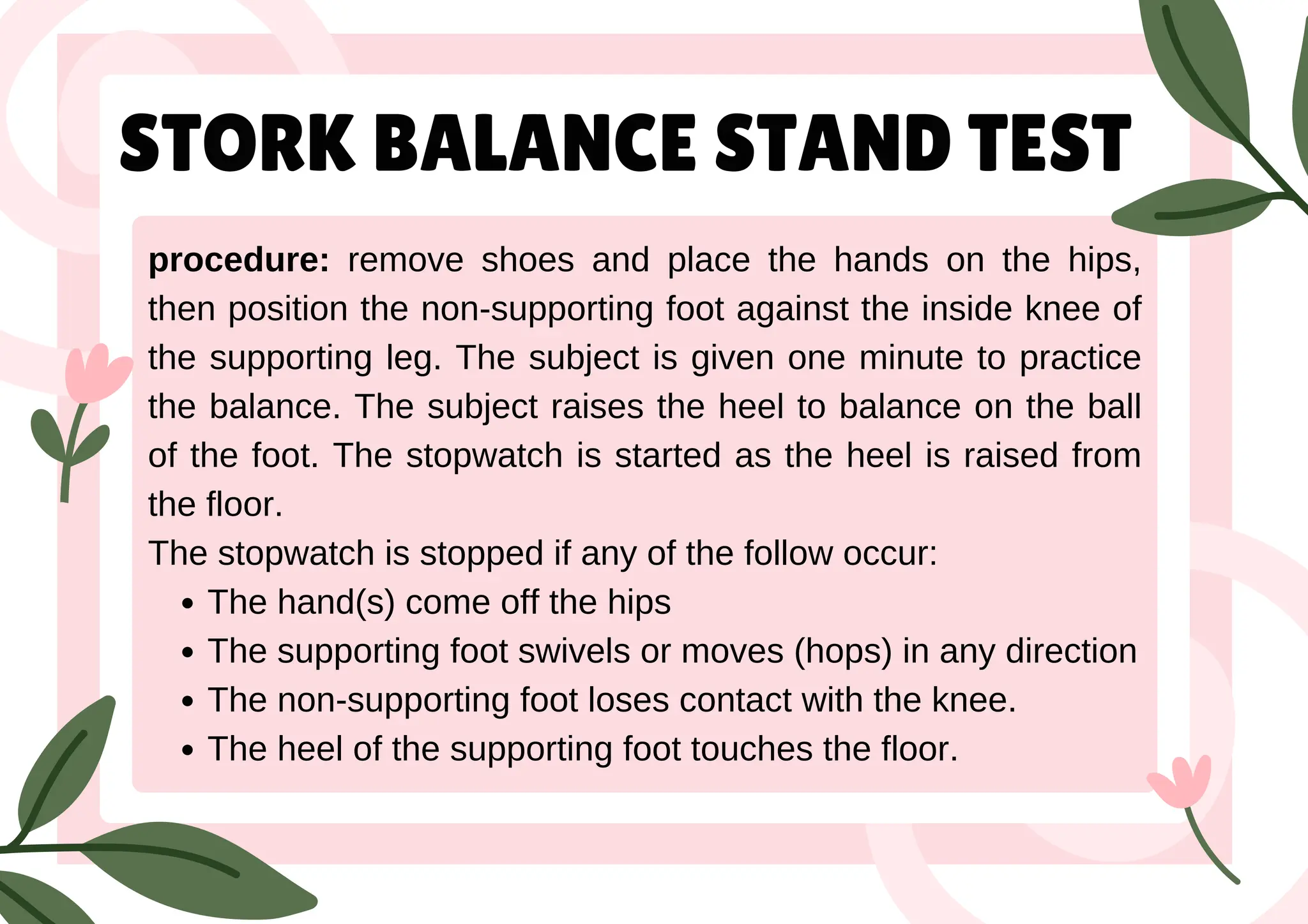 Stork Balance Stand Test | PDF