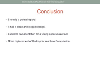 Storm: a distributed ,fault tolerant ,real time computation | PPT