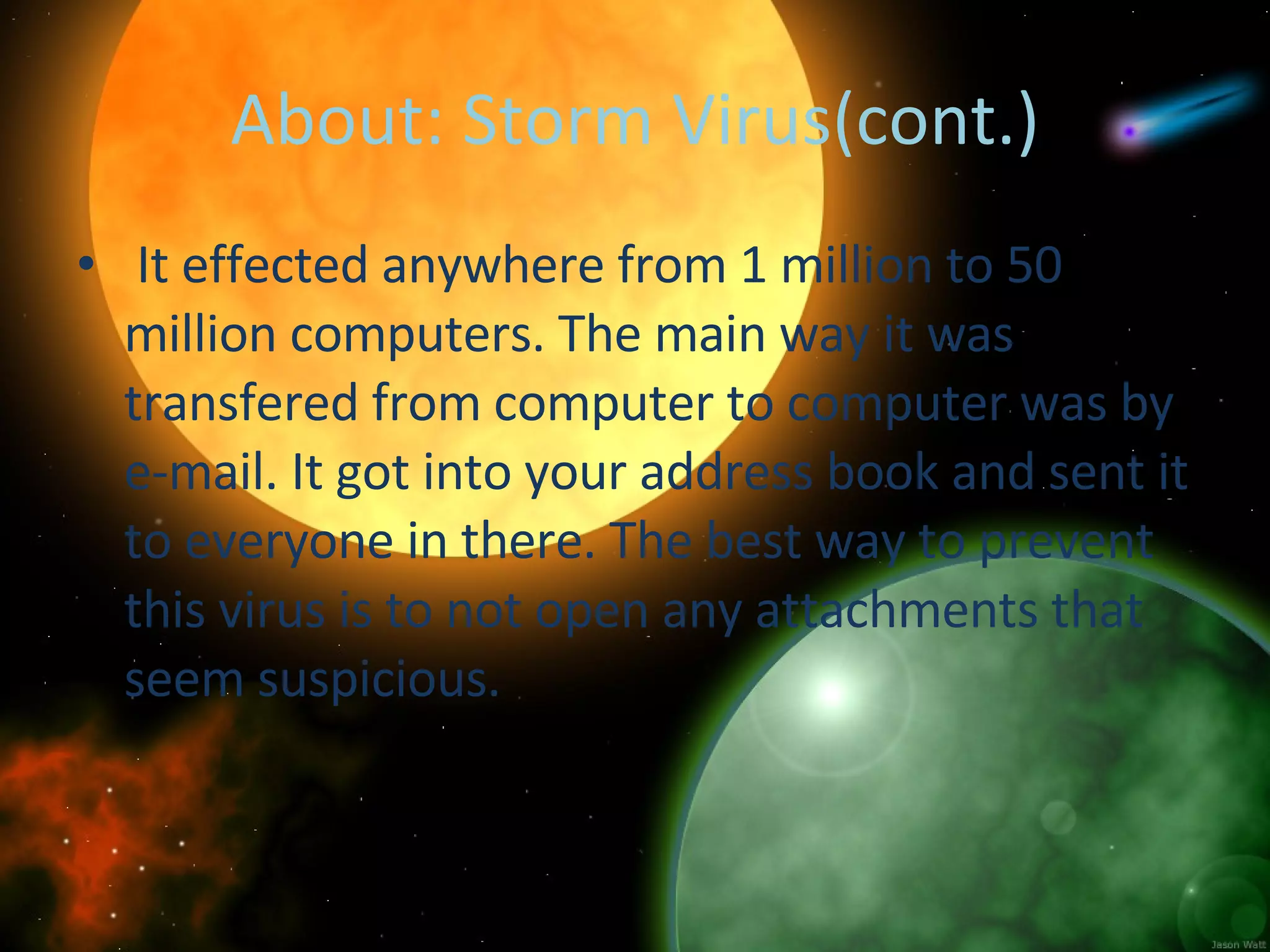 Storm Virus | PPT | Antivirus Software | Computer Software and Applications