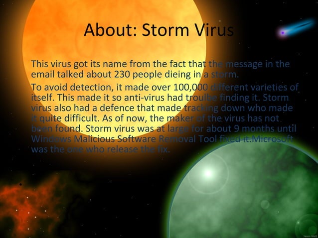 Storm Virus | PPT | Antivirus Software | Computer Software and Applications
