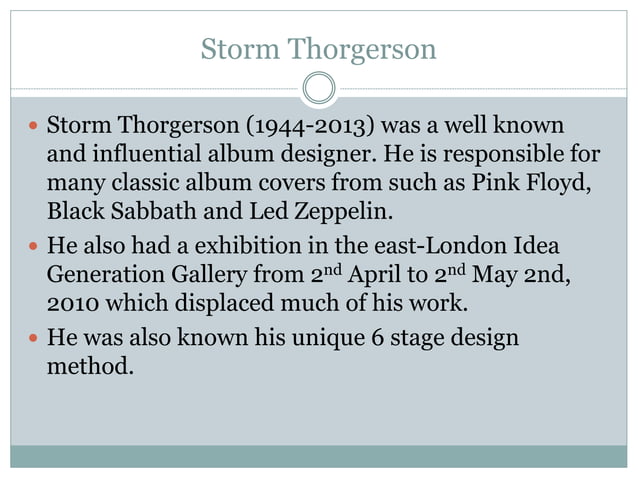 Storm thorgerson | PPTX | Classic Rock | Rock Music