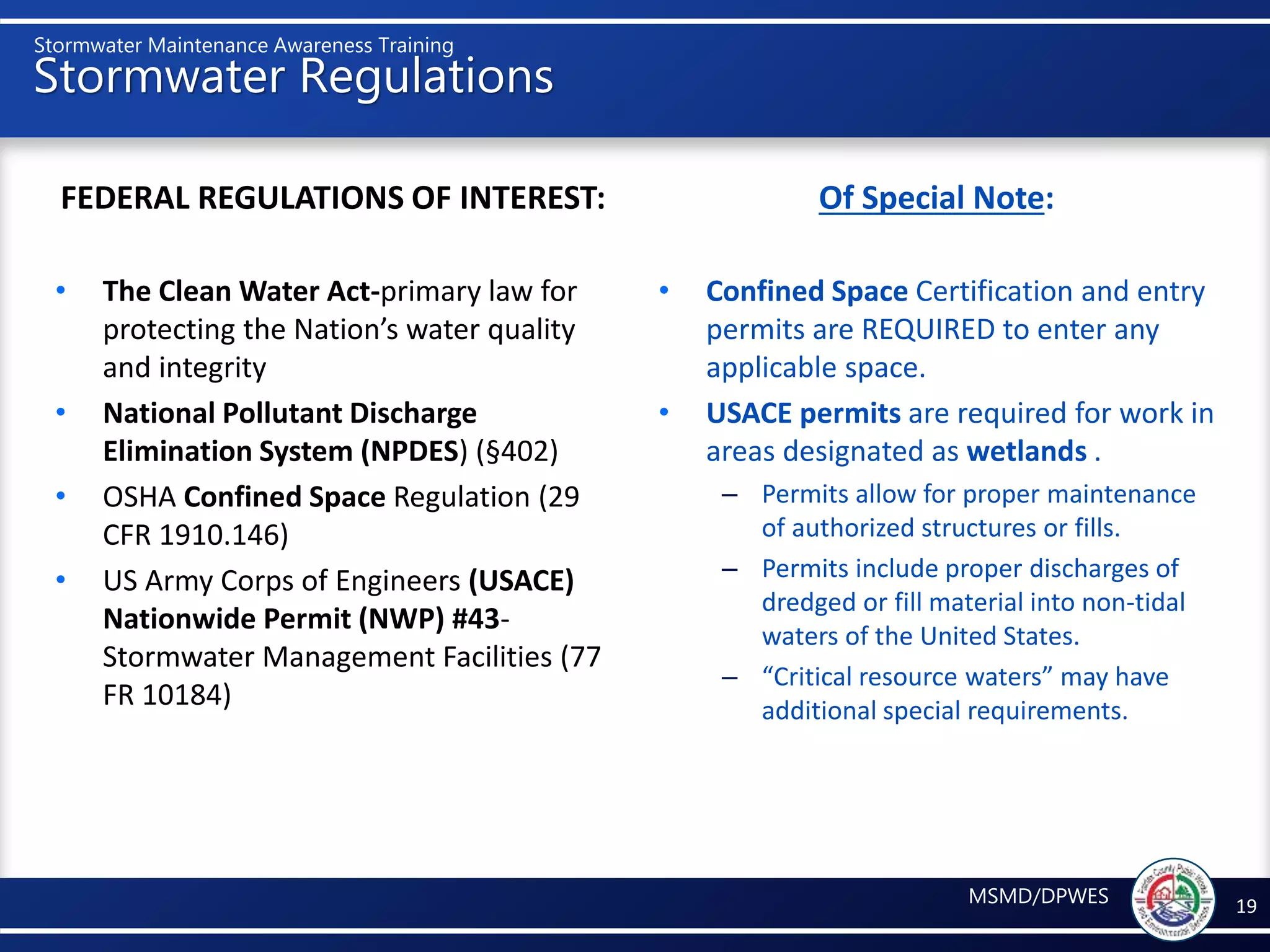 Stormwater Maintenance Awareness Training 1 | PPTX