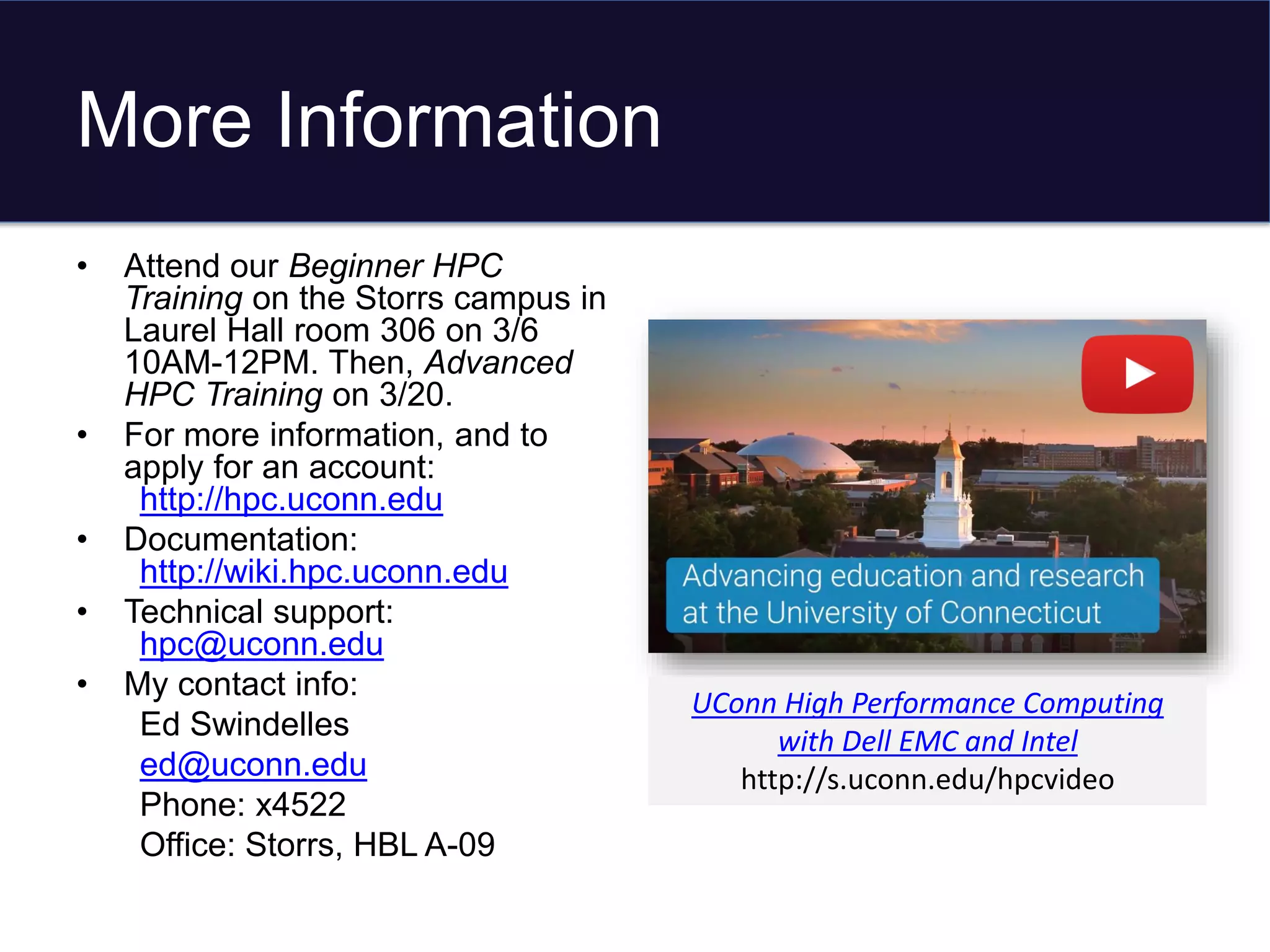 Storrs HPC Overview - Feb. 2017 | PPT