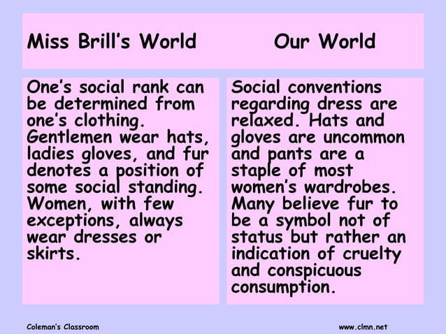 Miss Brill Lesson | PPTX | Women\'s Outerwear | Women\'s Clothing