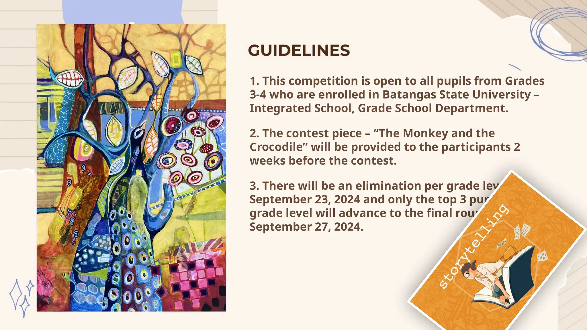 story telling competition guidelines and mechanics | PPTX