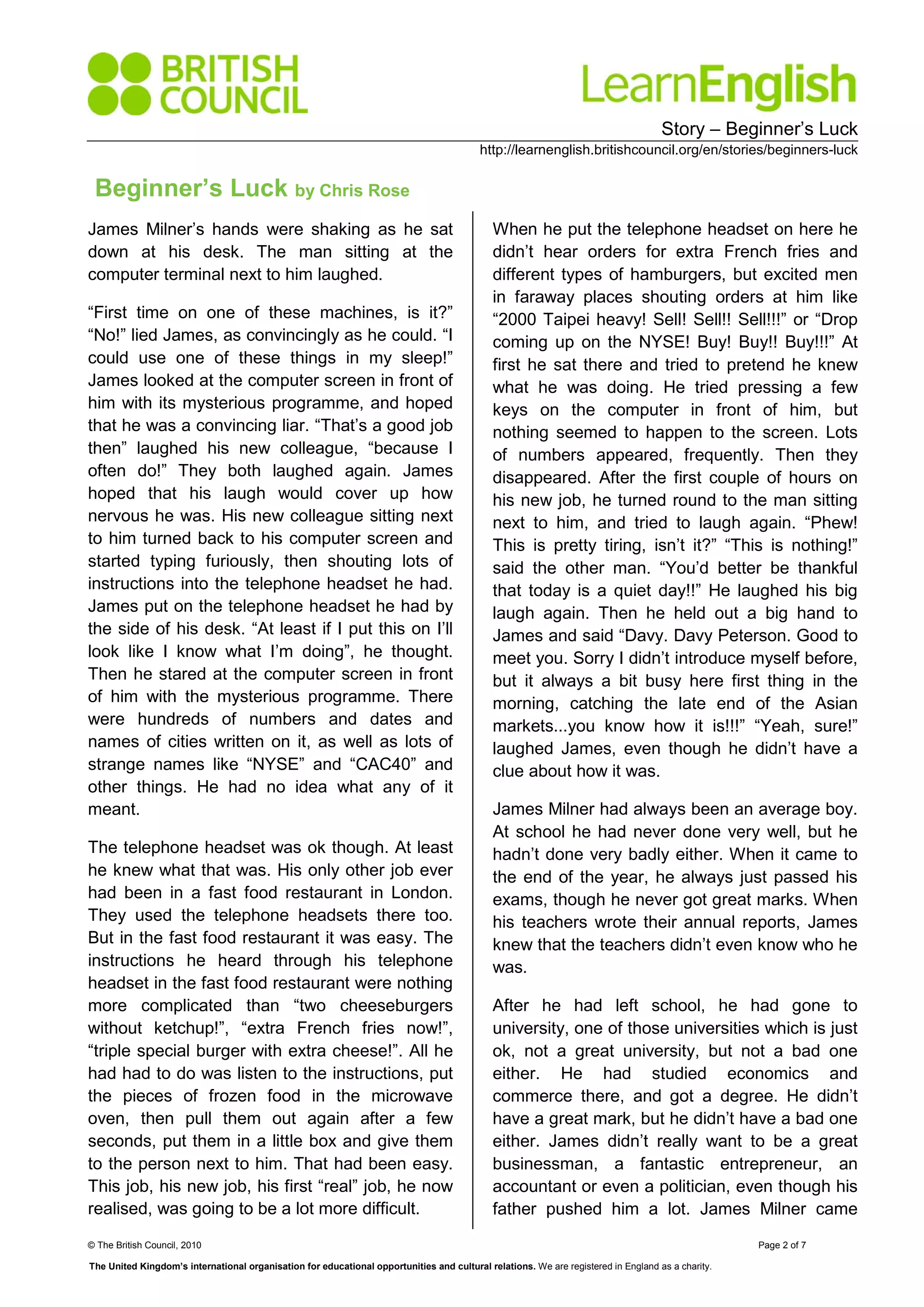Story beginnersluck | PDF