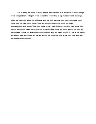 Story about earthquake | DOCX