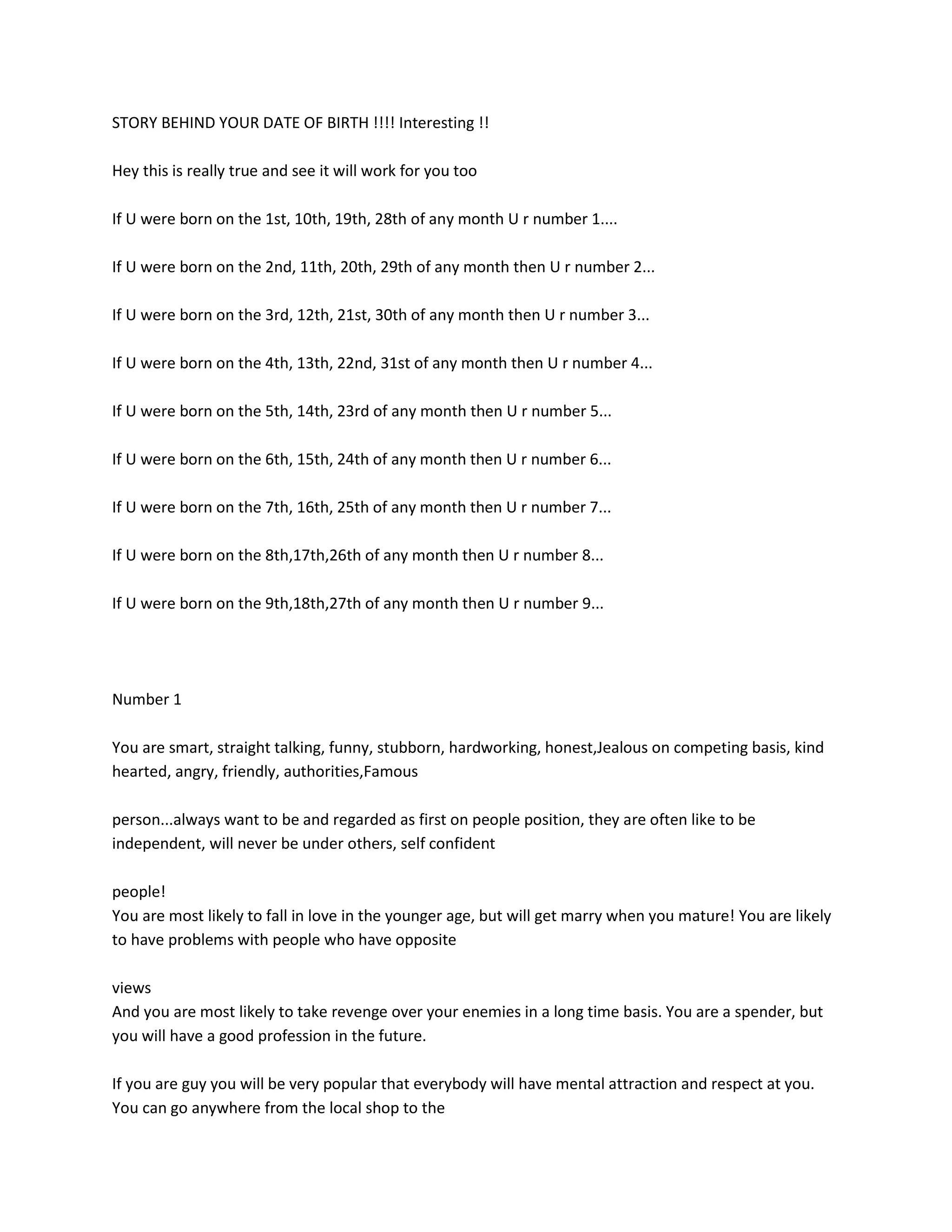 Story behind your date of birth | DOCX