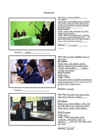 Storyboard cinematography | DOC | Video Production | Content Production