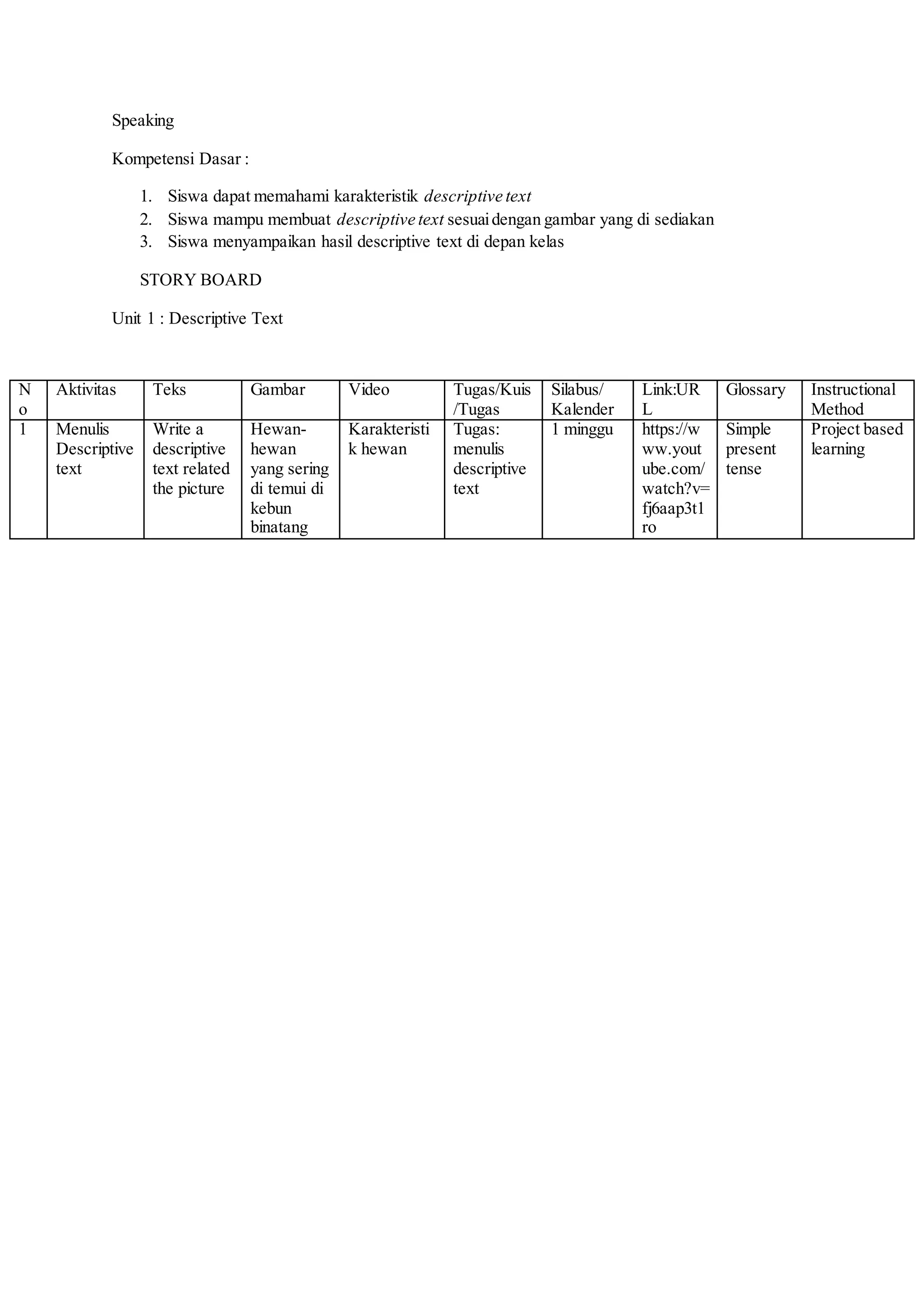 Storyboard 1 speaking | DOCX