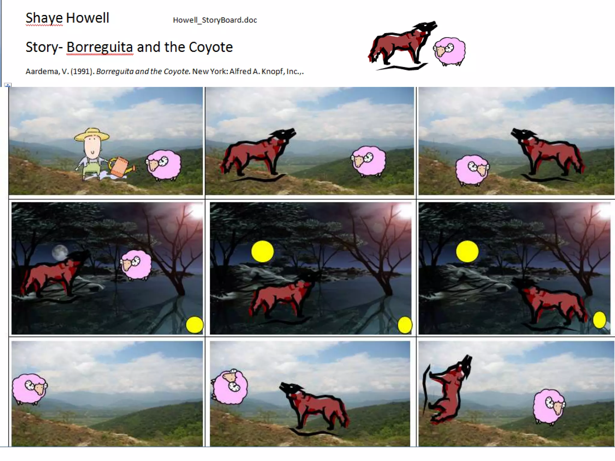 Story Board for Borreguita and the Coyote | PPTX