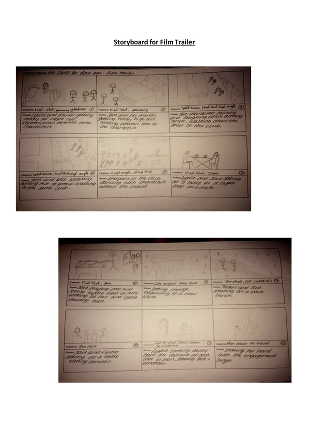 Storyboard for film trailer