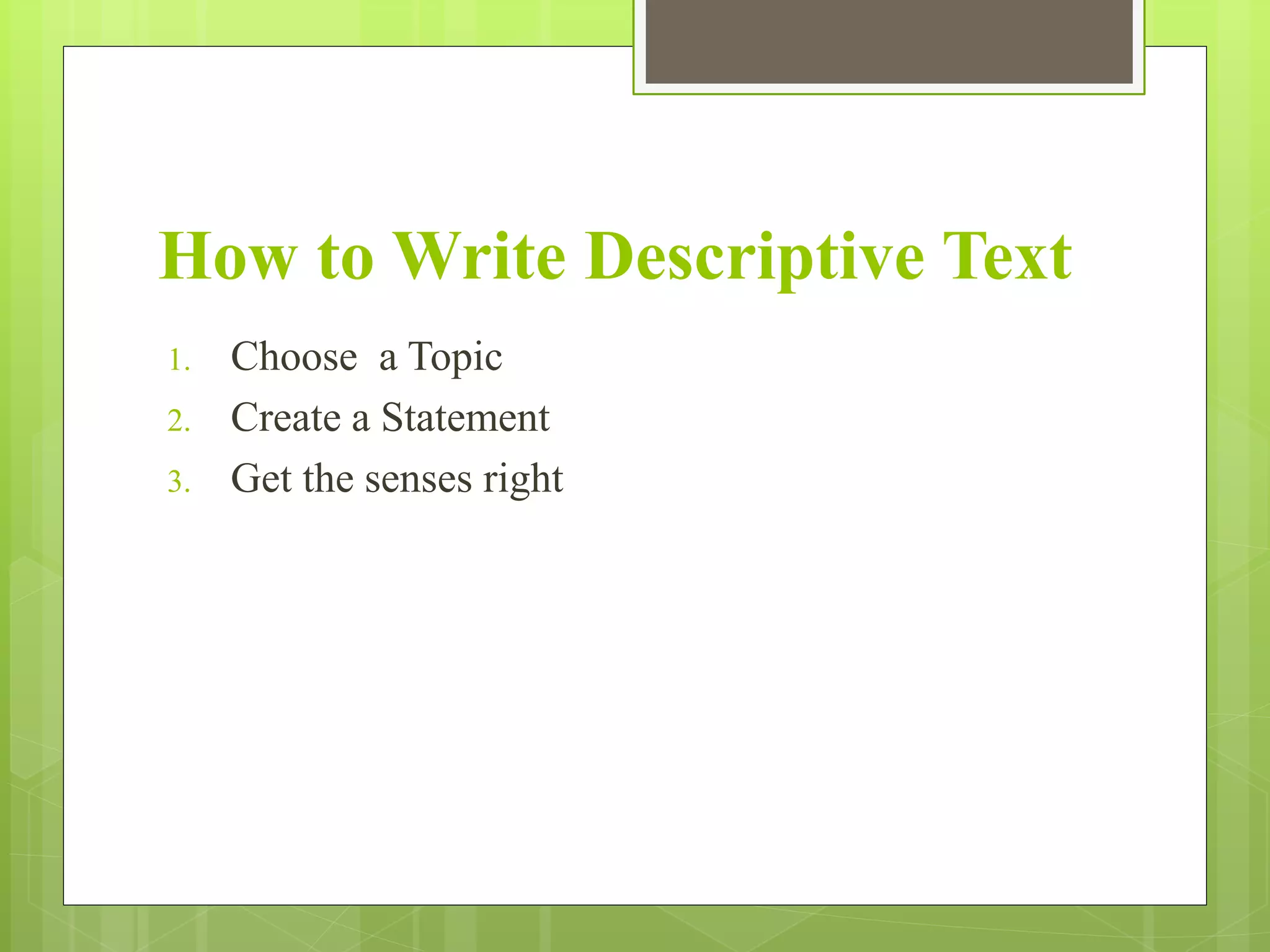 Story board for writing descriptive text ppt | PPTX