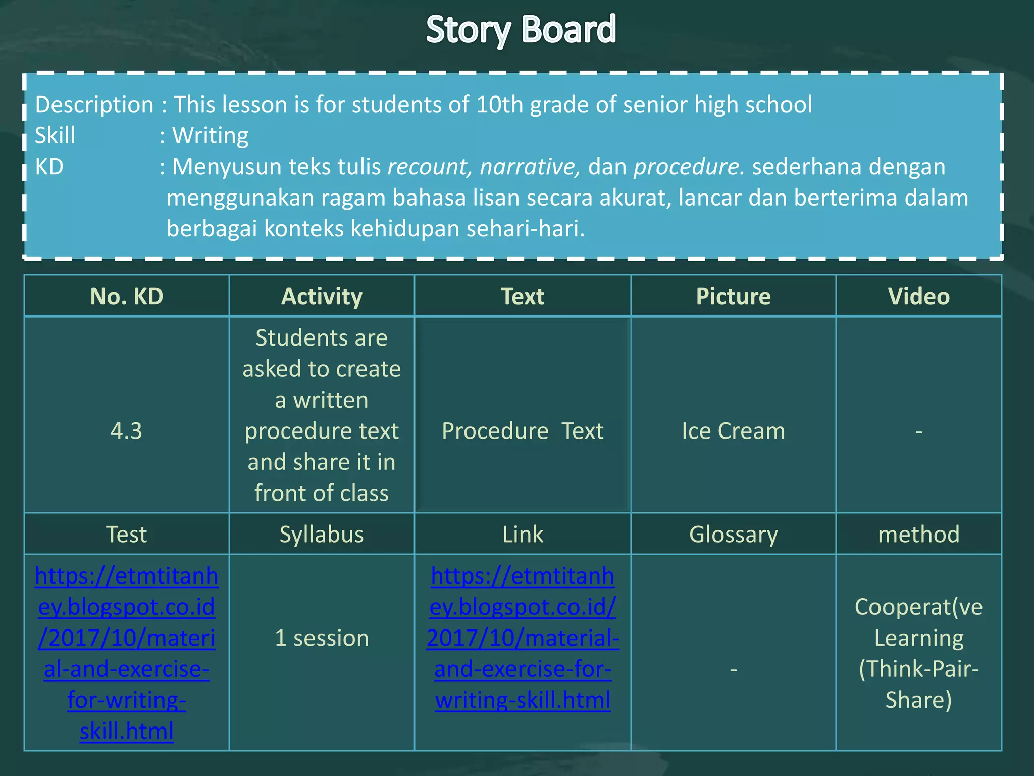 Story board for writing skill | PPT