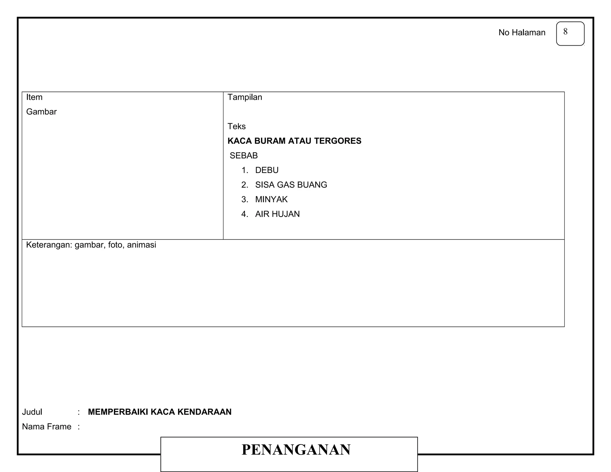 Story board kaca 1 ina | DOC