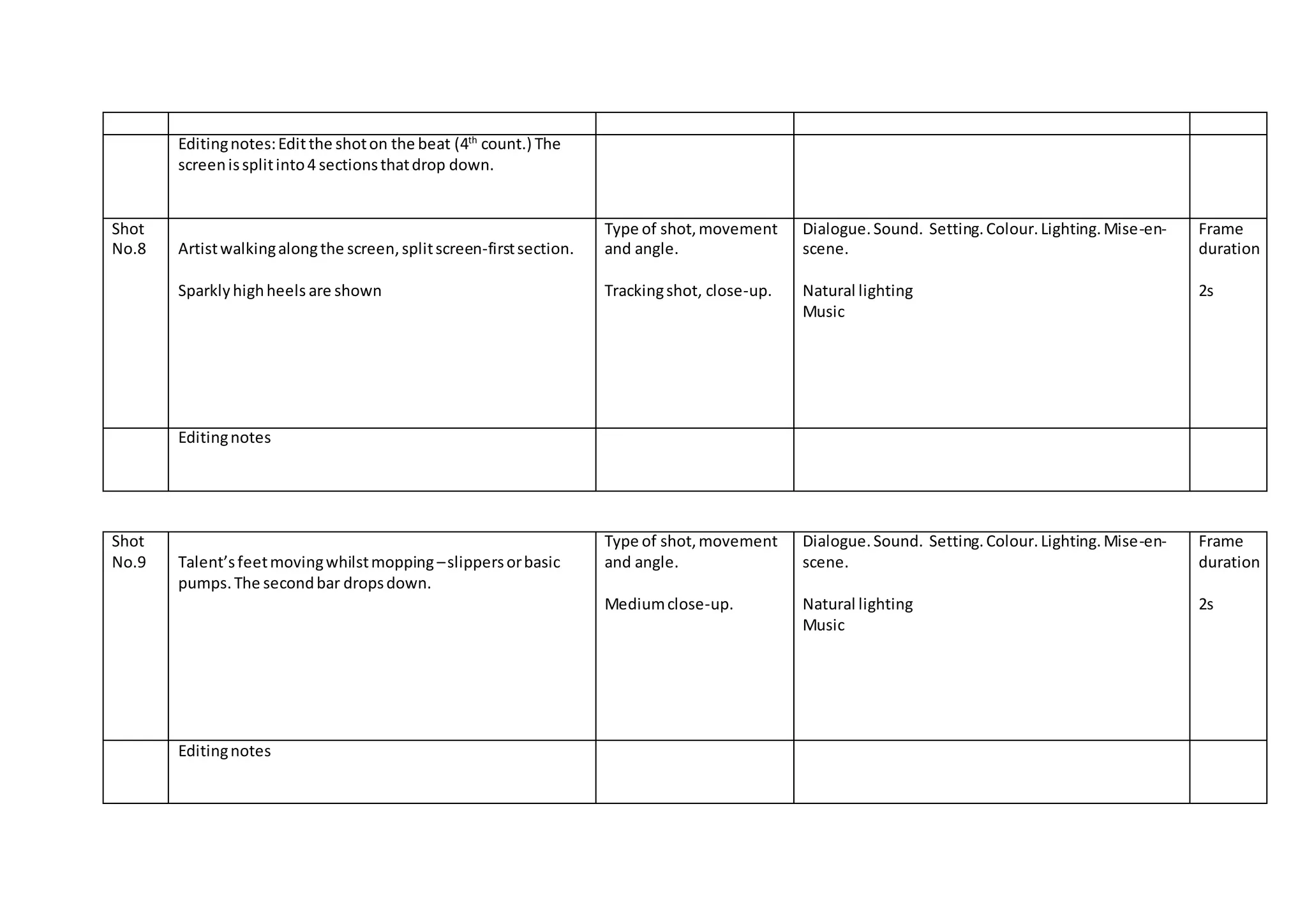 Storyboard template complete | DOCX