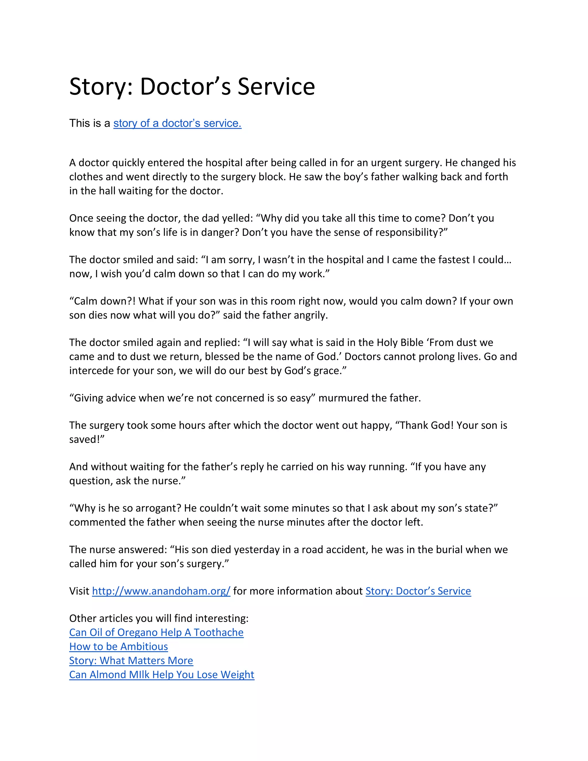 Story doctor’s service | DOCX