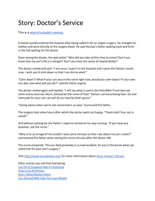 Story doctor’s service | DOCX | First Aid | Injuries