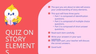 Story Elements English Quiz Presentation in a Blue Pink and Red ...
