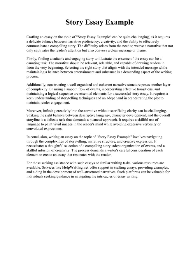 Story Essay Example | PDF