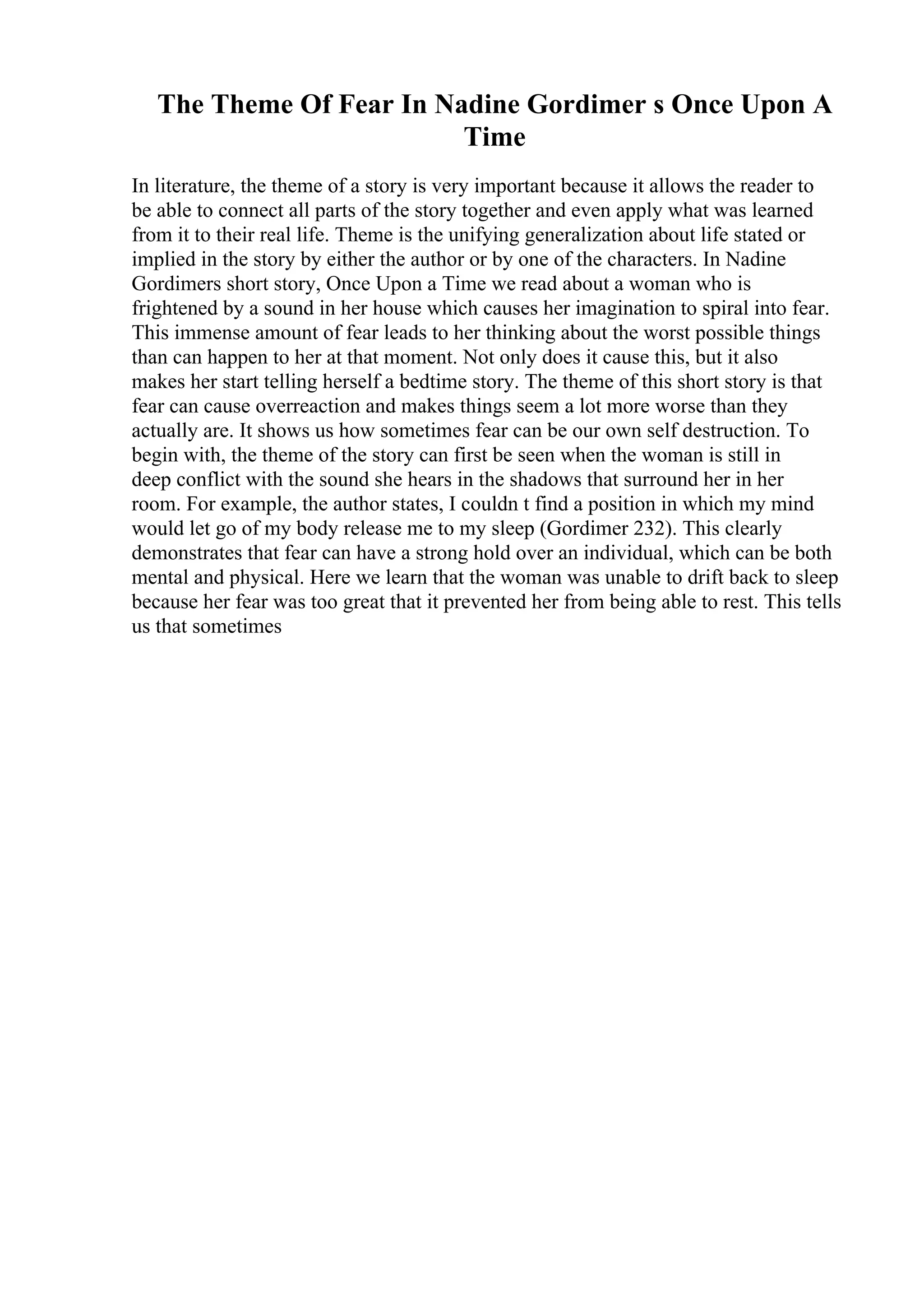 Story Essay Example | PDF