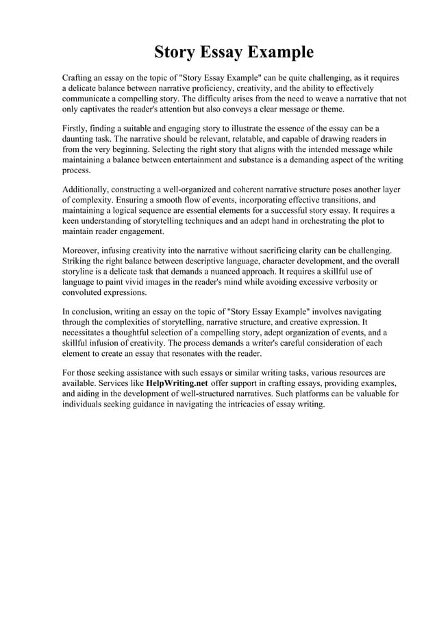 Story Essay Example | PDF