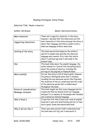 Story Frame Helder 10ºE | DOC | Fiction | Books and Literature