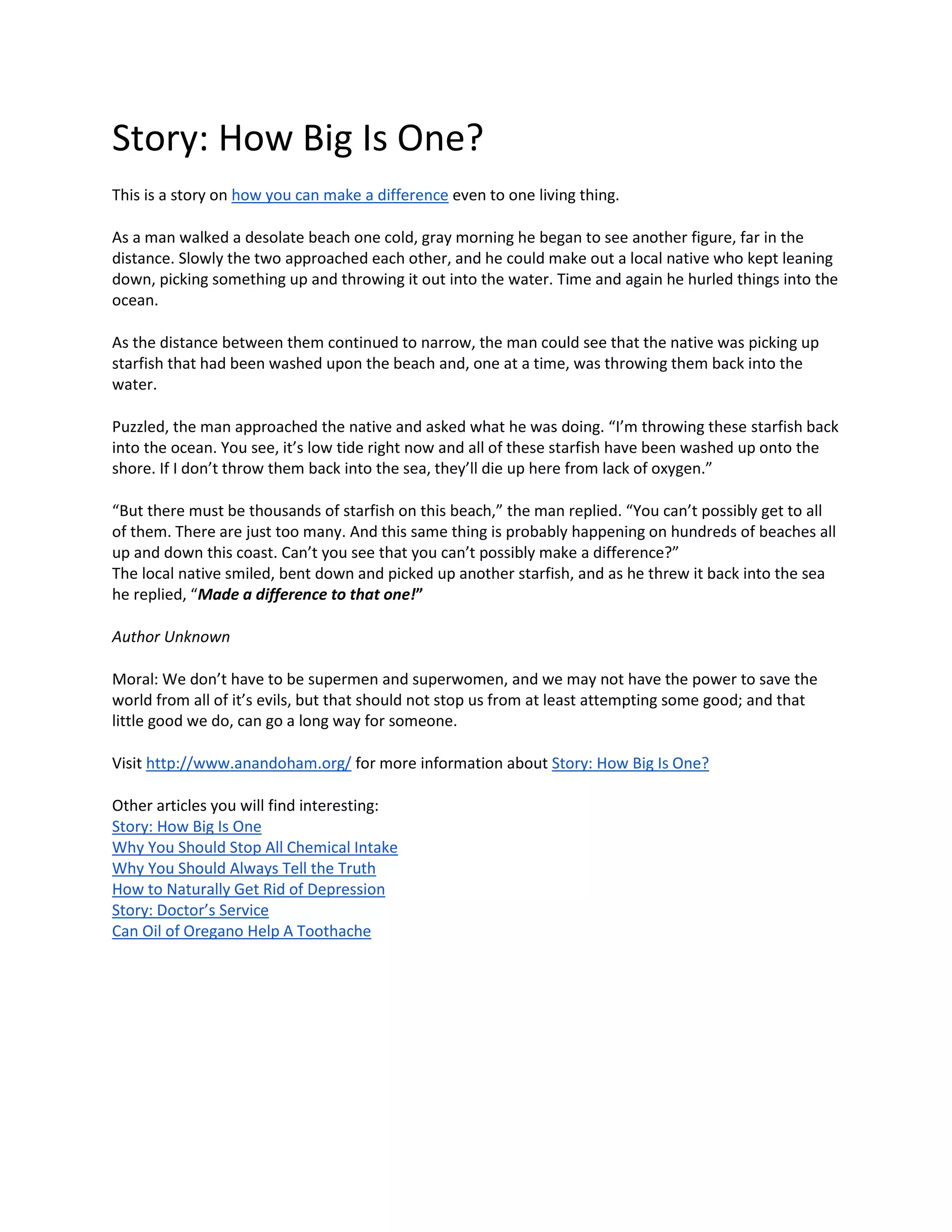 Story how big is one | DOCX