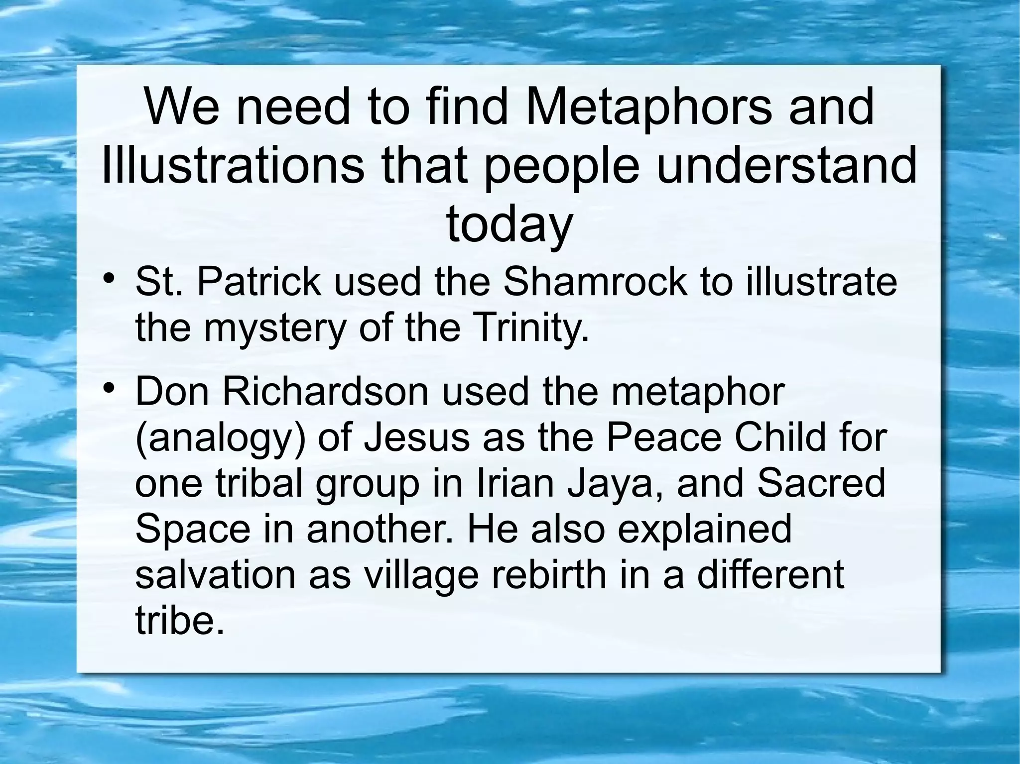 Storying-- Redemptive Analogies, and Metaphors in Cross-Cultural ...