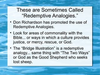 Storying-- Redemptive Analogies, and Metaphors in Cross-Cultural ...