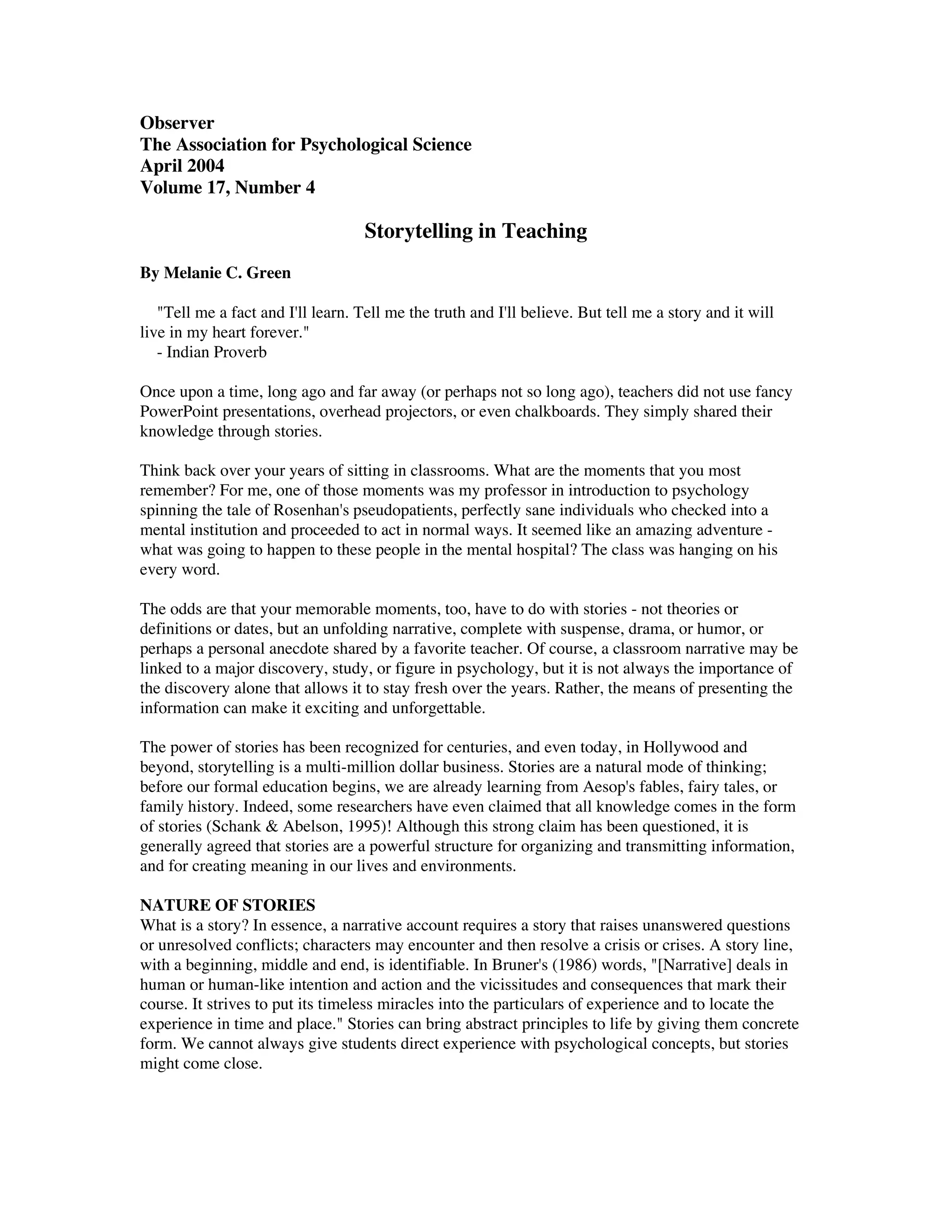 Story in teaching | PDF