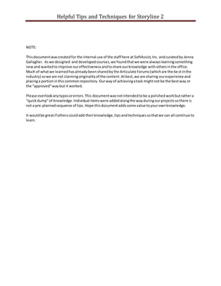 Storyline Tips and Techniques | DOCX
